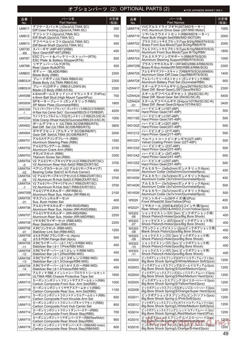 Kyosho Ultima RB6 6 Parts List 34302 RCScrapyard Radio Controlled Model Archive