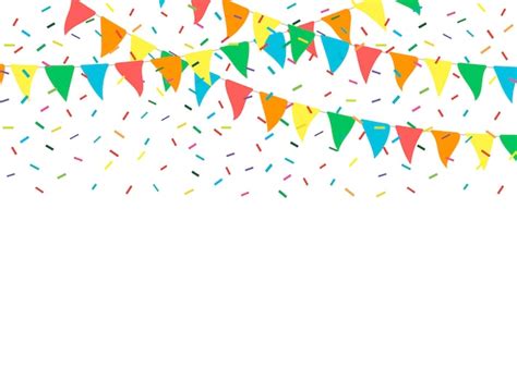 색종이 조각이 있는 화려한 파티 깃발 축하 깃발 깃발과 색종이 조각이 있는 파티 배경 프리미엄 벡터