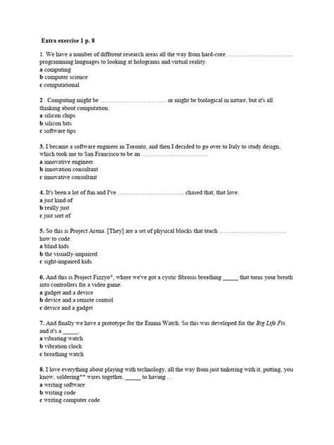 Unit 11 Extra Exercises Pdf Computing Engineering