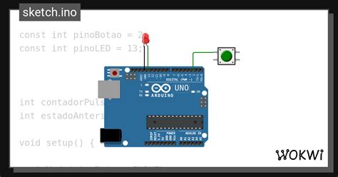 Led Com Botão Contador De Pulsos Wokwi Esp32 Stm32 Arduino Simulator