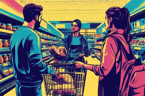 People Engage In Grocery Selection Adding Items To A Virtual Cart While Interacting With Store