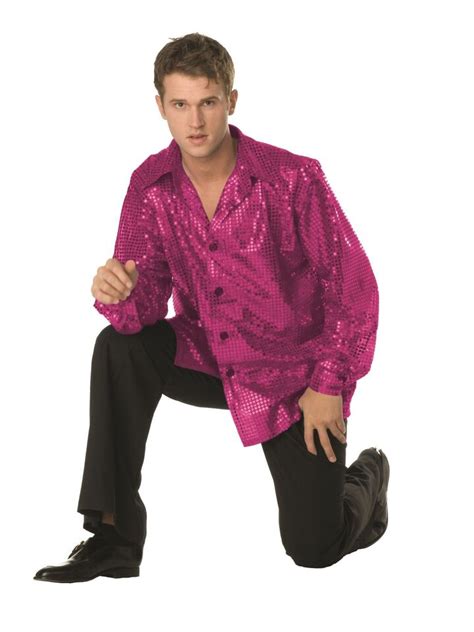 70s 80s Mens Male Disco Sequin Costume Shirt Dance Fever Saturday Night