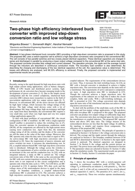 Pdf Two Phase High Efficiency Interleaved Buck Converter With Improved Step Down Conversion