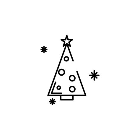 Christmas Tree Snow Concept Line Vector Icon Illustration 23198286 Vector Art At Vecteezy