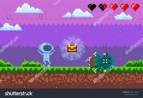 Pixel Game Interface Layout Design Cartoon Stock Vector Royalty Free Shutterstock