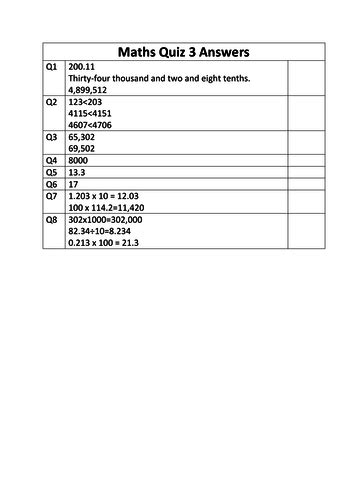 Maths Revision Quizzes Year 6 Cambridge International Curriculum Checkpoint Exams Teaching