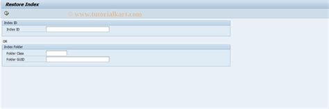 SKWR02 SAP Tcode Restore Index Transaction Code