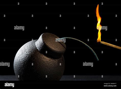 A Matching Lighting Fuse Of An Old Vintage Round Cast Iron