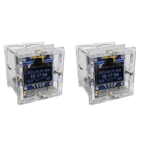2x Esp8266 Diy Electronic Kit Mini Clock Oled Display Connect Avec Shell Diy Projet De Soudure