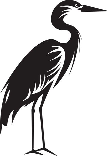 Premium Vector Heron Silhouette In Black Abstract Heron Vector Icon