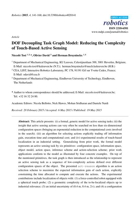 Pdf Dof Decoupling Task Graph Model Reducing The Complexity Of Touch