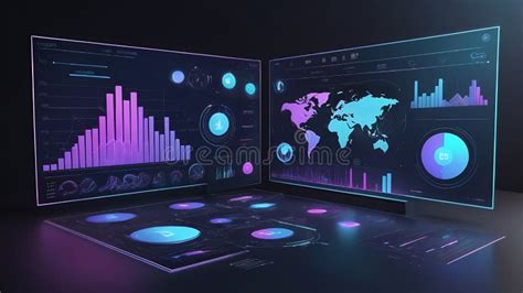 Analyzing World Data Visualization On Digital Interface Stock Illustration Illustration Of