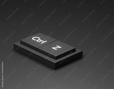 3d Rendering Closeup Pressing Control Z Shortcut On A Black Desktop Wireless Computer