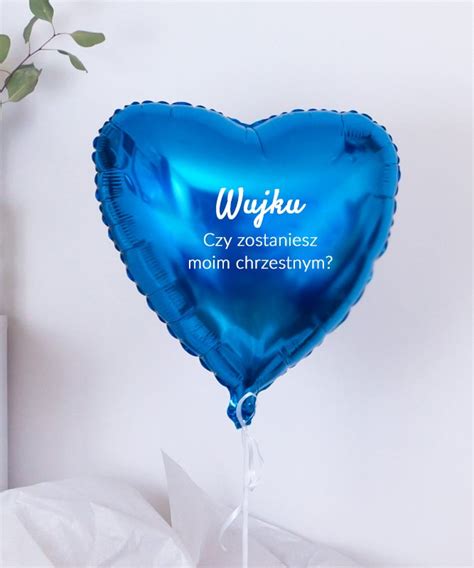 Prośba O Bycie Ojcem Chrzestnym Niebieski Balon Z Helem W Pudełku