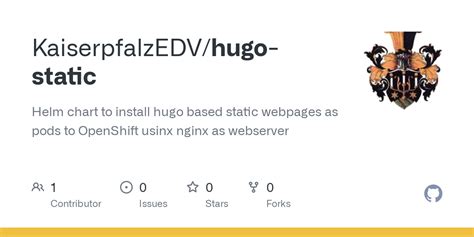 Github Kaiserpfalzedvhugo Static Helm Chart To Install Hugo Based Static Webpages As Pods To