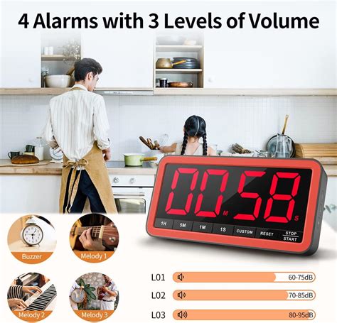 Vocoo Digital Kitchen Timer With 7 8” Extra Large Display Magnetic Led With 3 Brightness 4