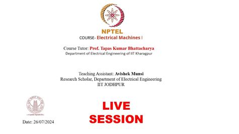 Pmrf Nptel Live Session 3 Electrical Machines I Ee103 Youtube