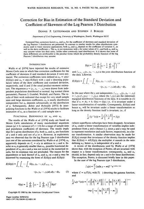 Pdf Correction For Bias In Estimation Of The Standard Deviation And Coefficient Of Skewness Of
