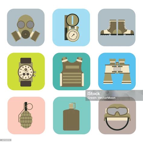 군사 무기 총 기호 갑옷 세트 힘 디자인 및 미국 전투기 탄약 해군 위장 기호 벡터 일러스트 레이 션 Sport Set에 대한 스톡 벡터 아트 및 기타 이미지 Istock