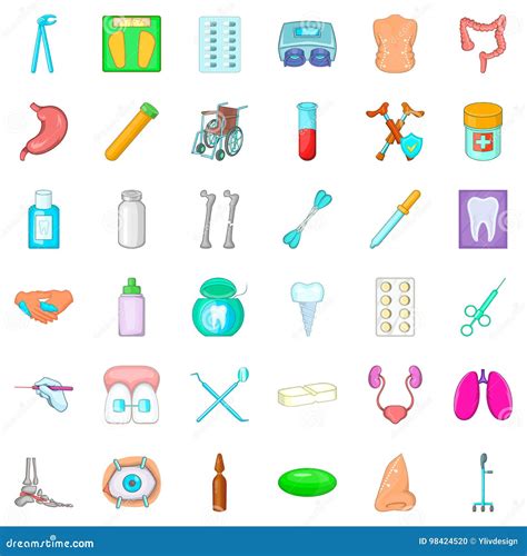 Desease Icons Set Cartoon Style Stock Vector Illustration Of Bottle