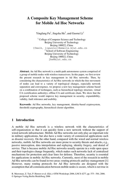 Pdf A Composite Key Management Scheme For Mobile Ad Hoc Networks