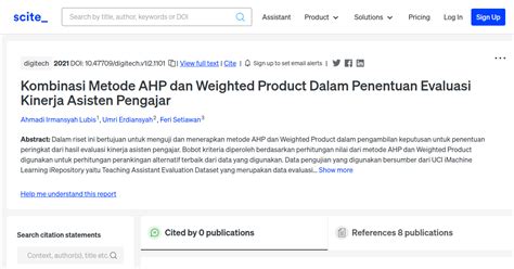 Kombinasi Metode Ahp Dan Weighted Product Dalam Penentuan Evaluasi Kinerja Asisten Pengajar