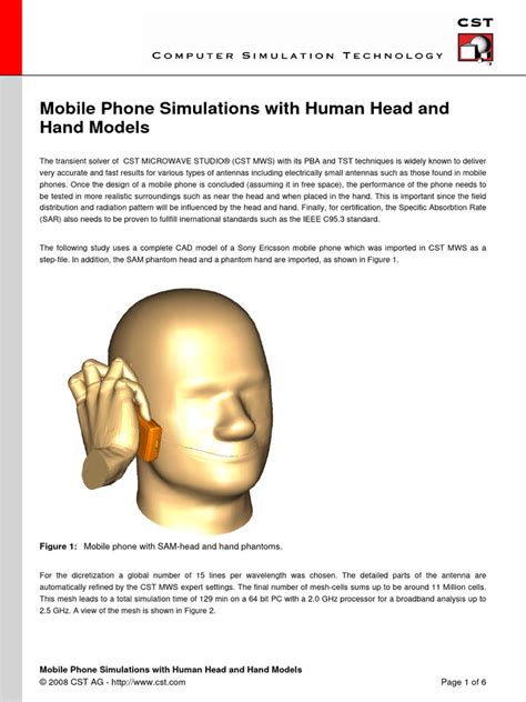 Mobile Phone Simulations With Human Head And Hand Models Pdf Antenna Radio Simulation