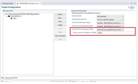 modify target configuration for gui composer instaspin universal