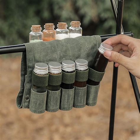 Сумка для специй на открытом воздухе, складная, 9 карманов, портативная ...