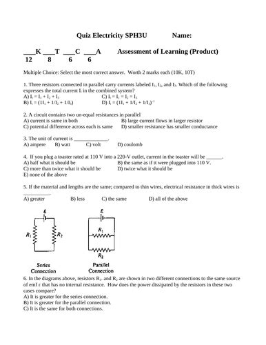 Physics Quiz Electricity Quiz Grade 11 Physics Quiz With Answers Ver 8 Teaching Resources
