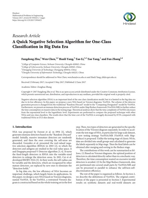 Pdf A Quick Negative Selection Algorithm For One Class Classification