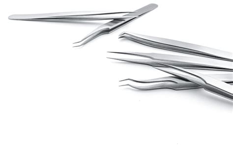 빈 서식 파일 디자인에 대 한 인공 또는 가짜 속눈썹에 대 한 설정된 금속 핀셋 공간 흰색 배경 복사 개인 장식품에 대한 스톡 사진 및 기타 이미지 Istock