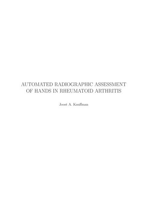 Pdf Automated Radiographic Assessment Of Hands In Rheumatoid