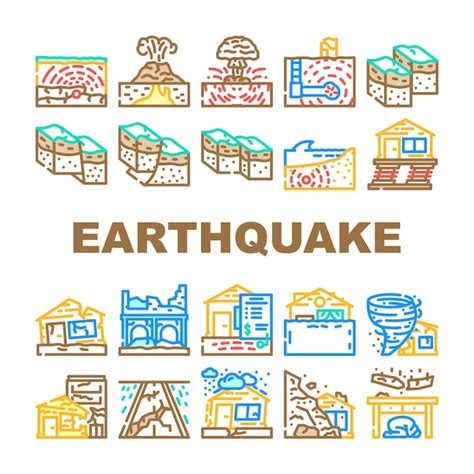Premium Vector Earthquake Damage Destruction Icons Set Vector Quake