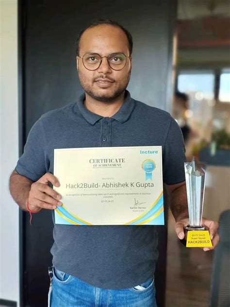 Abhishek Kumar Gupta On Linkedin Incture Certificateofappreciation Projectsuccess Teamwork