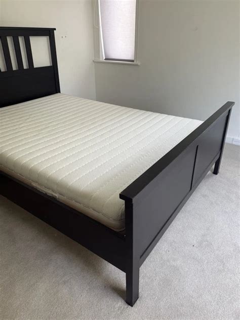 Ikea Double Bed Frame Black Solid Wood £15670 Picclick Uk