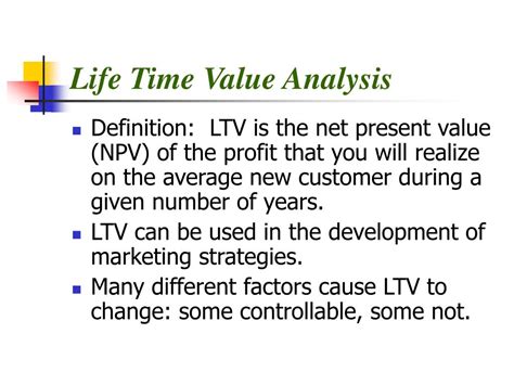 PPT Life Time Value Analysis PowerPoint Presentation Free Download ID 4225671