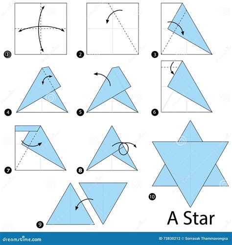 Step By Step Instructions How To Make Origami A Star Stock Vector