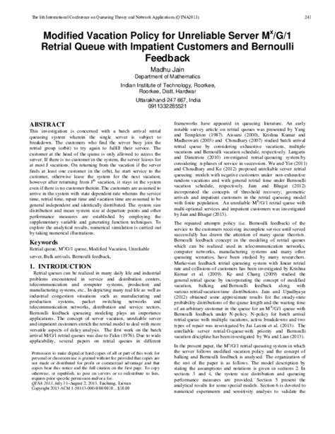 Pdf Modified Vacation Policy For Unreliable Server Mxg1 Retrial