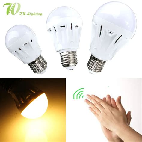 LED Sound Light Sensor Bulb W W W W Voice Activated Intelligent Lamp V Auto Motion Sensor