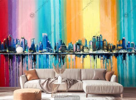 قیمت و خرید پوستر دیواری نقاشی شلوغ رنگی ز دو ماشین زرد و آبی Ba 1553