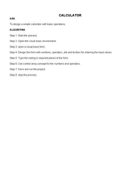vb record vb lab programmes calculator aim to design a simple
