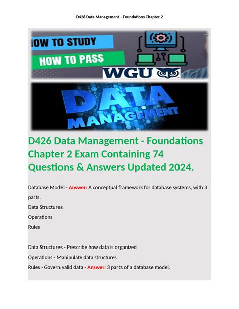 d426 data management foundations chapter 2 exam exams database management systems dbms