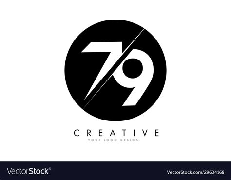 79 7 9 Number Logo Design With A Creative Cut Vector Image