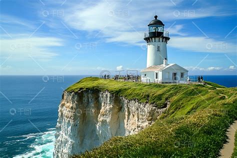 灯塔建筑ai数字艺术 自然风光写实风格悬崖灯塔大海草地游客观景商业照片 Ai图片免费下载png格式4032像素编号71890486 千图网