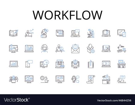 Workflow Line Icons Collection Business Process Vector Image