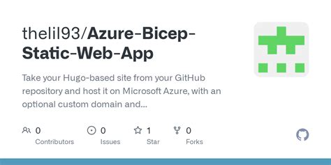 Github Thelil93azure Bicep Static Web App Take Your Hugo Based Site