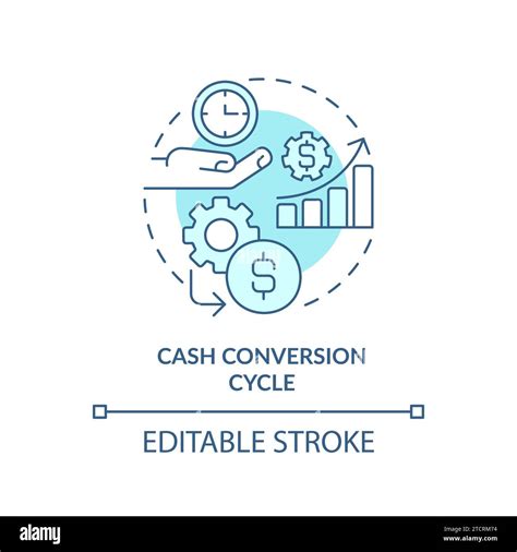 Thin Line Simple Blue Cash Conversion Cycle Icon Concept Stock Vector