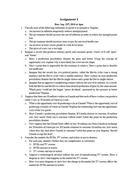 Assignment 1 Economics Pdf Inflation Unemployment