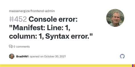 Console Error Manifest Line 1 Column 1 Syntax Error · Issue 452 · Massenergize